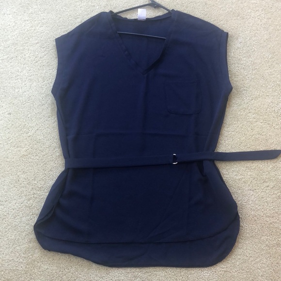 VENUS | Tops | Nwot Venus Xl Sleeveless Tunic Belted Navy Blue | Poshmark